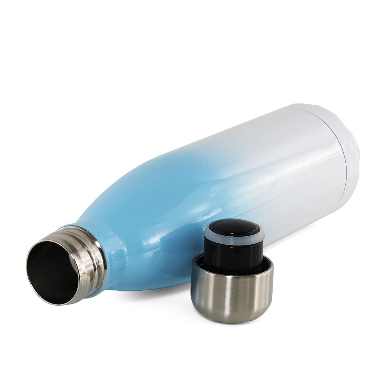 Garrafa Térmica para Sublimação Bicolor Azul Claro com Parede Dupla ...