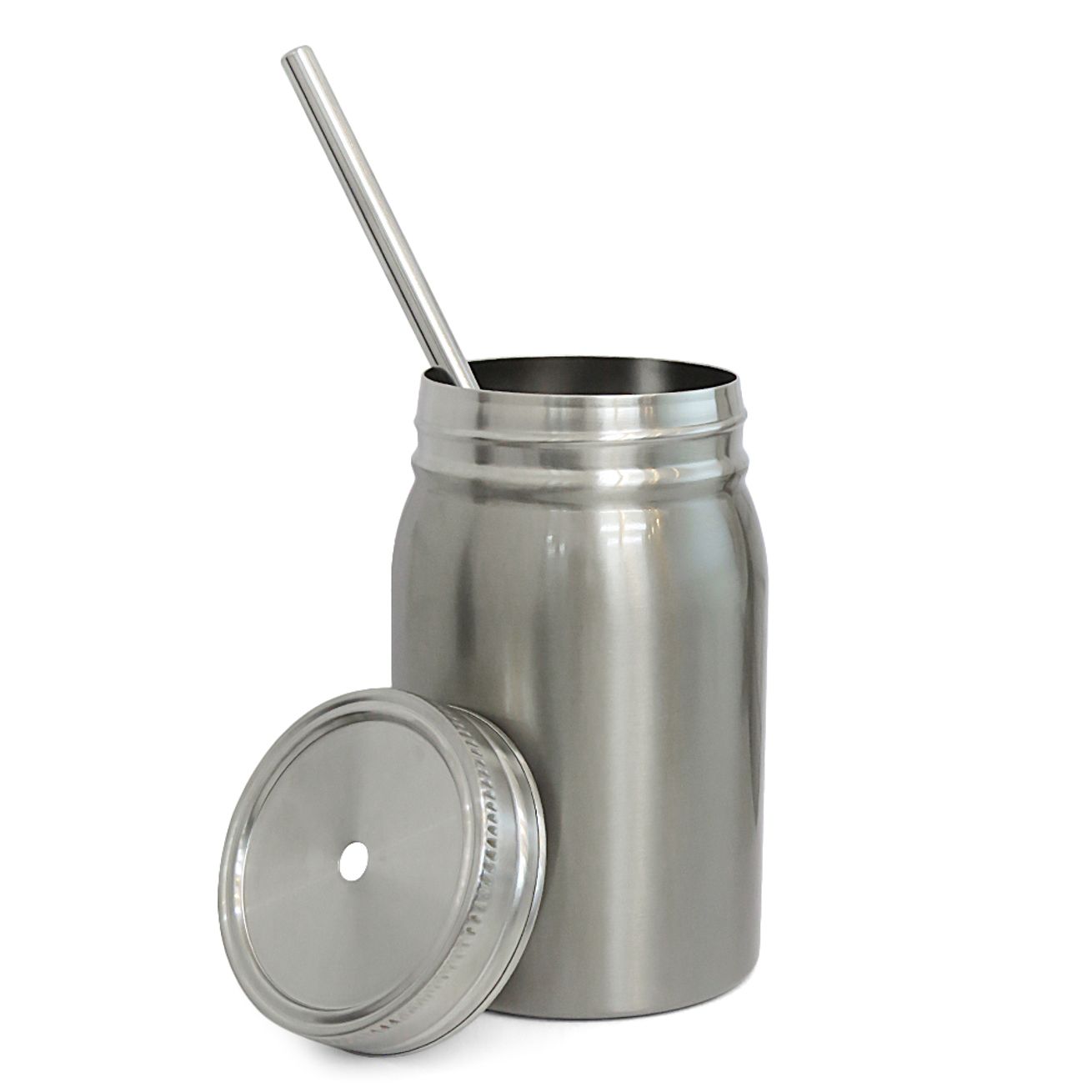 Jarra de Inox Prata com Tampa e Canudo - 500ml - SOCD